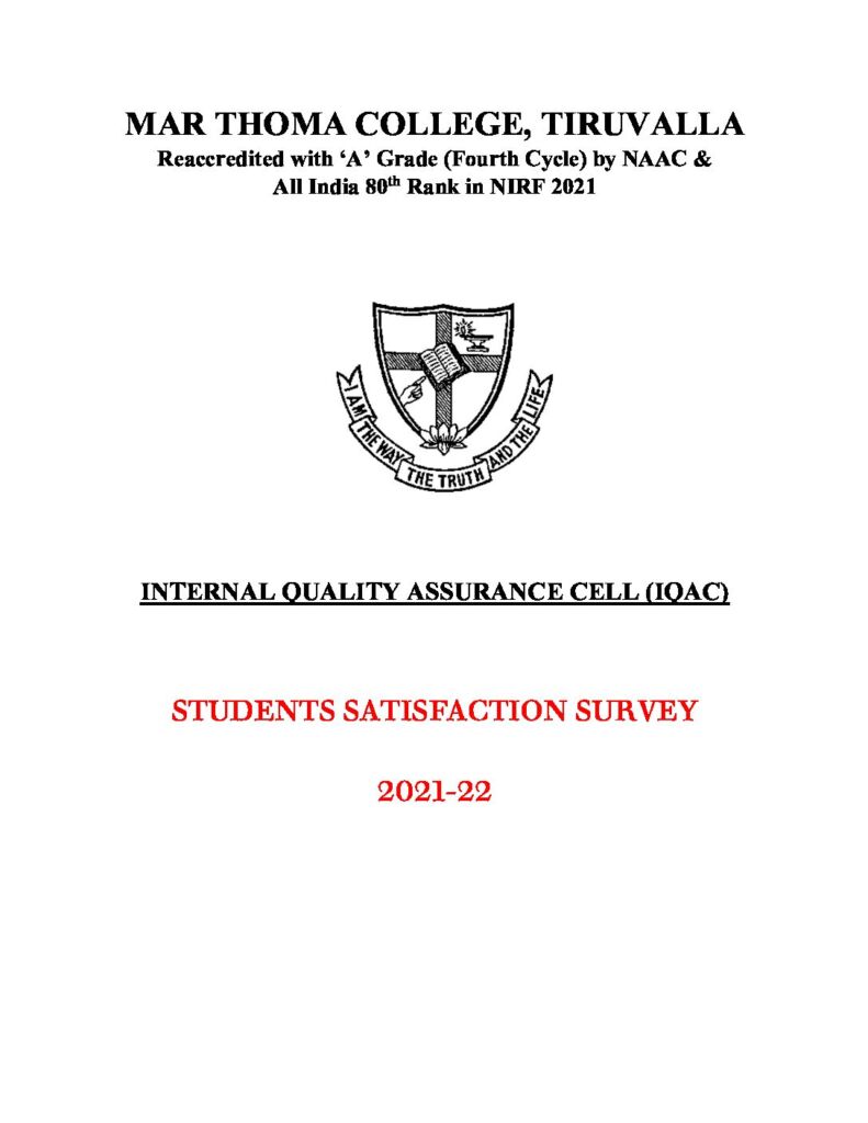 2021-22 Students Satisfaction Survey – Mar Thoma College, Tiruvalla